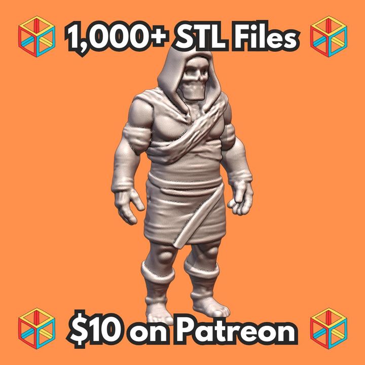 3D Printable 28mm DND Fantasy Mini Zombie-Like Skeleton Fighter MineeForm FDM 3D Print STL File ...